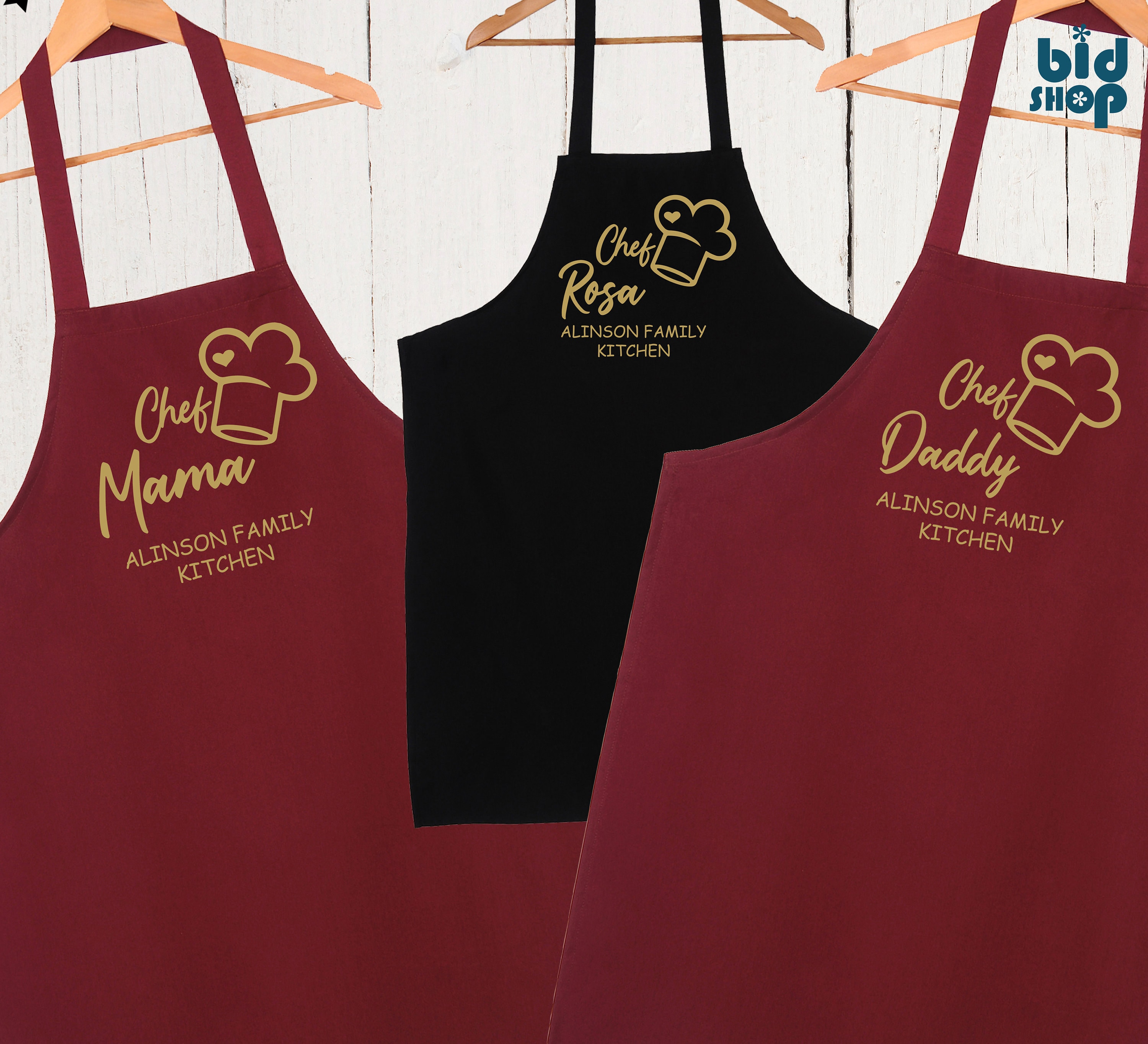 Personalised Apron, Matching Family Apron, Custom Names, Daddy and ...