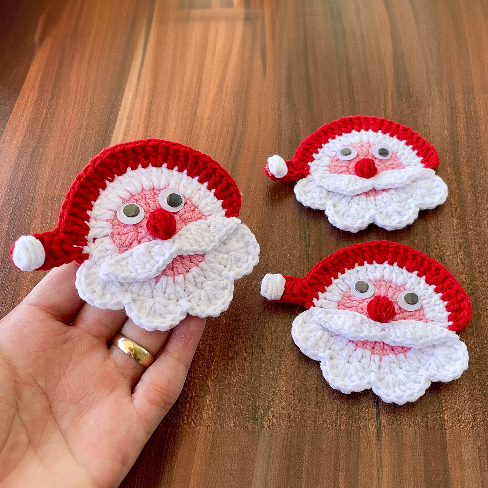 Crochet Santa Claus Face Applique - Crochet Xmas Tree Decor - Beginner ...