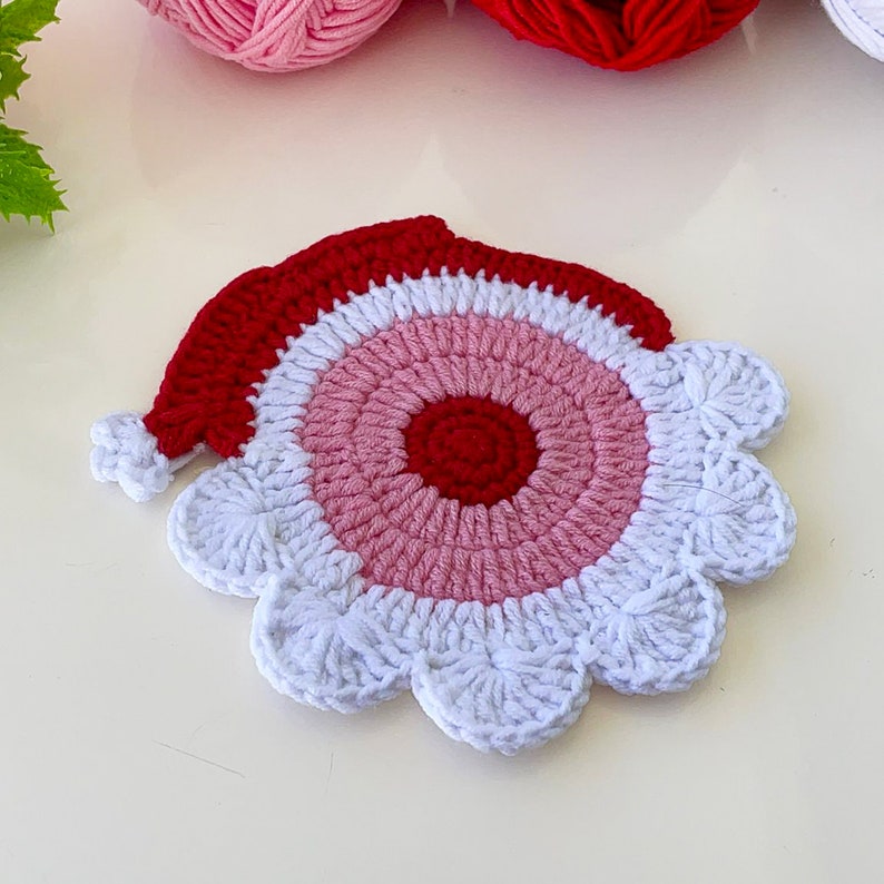Crochet Santa Claus Coasters PDF Pattern, Adorable Christmas Decor for ...