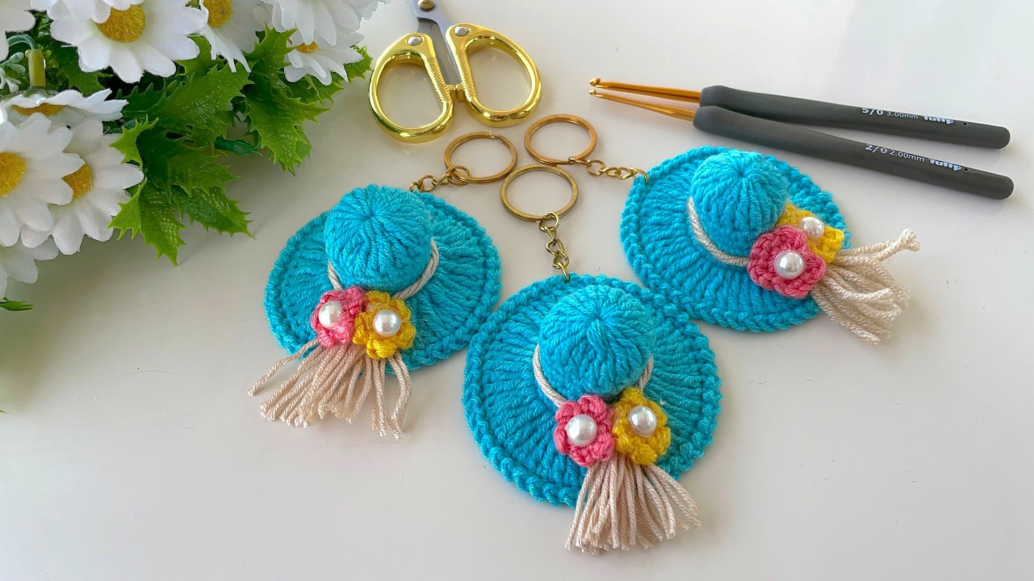 Crochet Mini Hat Pattern Miniature Vacation Straw Hat Tiny Crochet ...