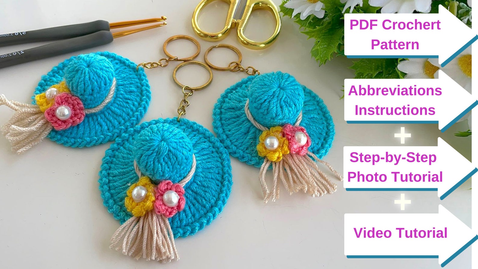 Crochet Mini Hat Pattern - Miniature Vacation Straw Hat - Tiny Crochet ...