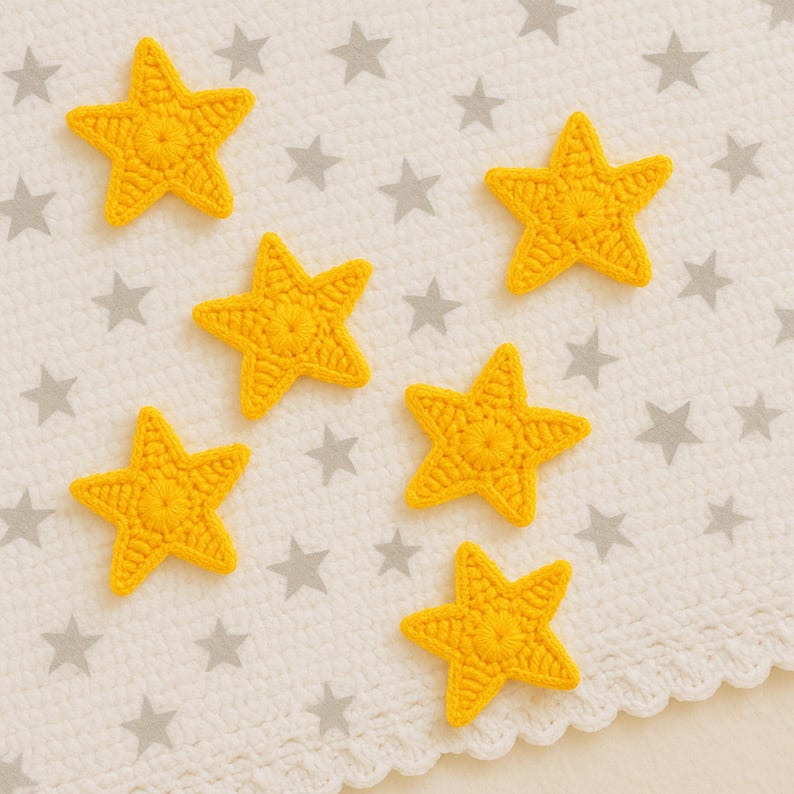 Crochet Star Applique Pattern PDF – Easy DIY Decorative Ornament for ...