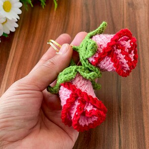 Crochet Rose Keychain Pattern PDF – 3D Flower Tutorial for Bag Charm ...