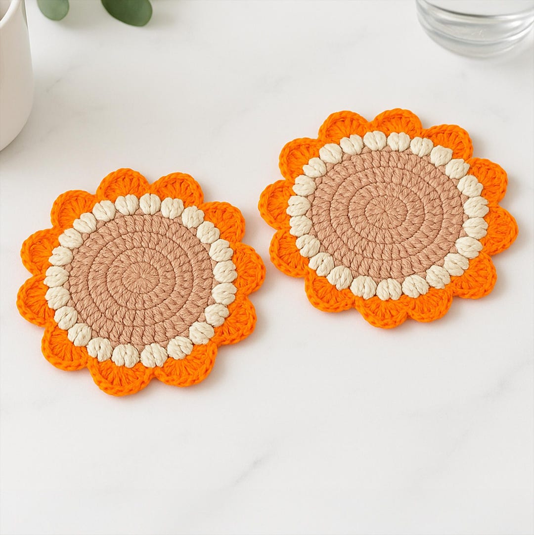 Sunflower Crochet Doily Pattern PDF, Handmade Floral Table Decor, Round ...