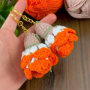 3D Crochet Rose Keychain Pattern PDF, Handmade Floral Bag Charm ...