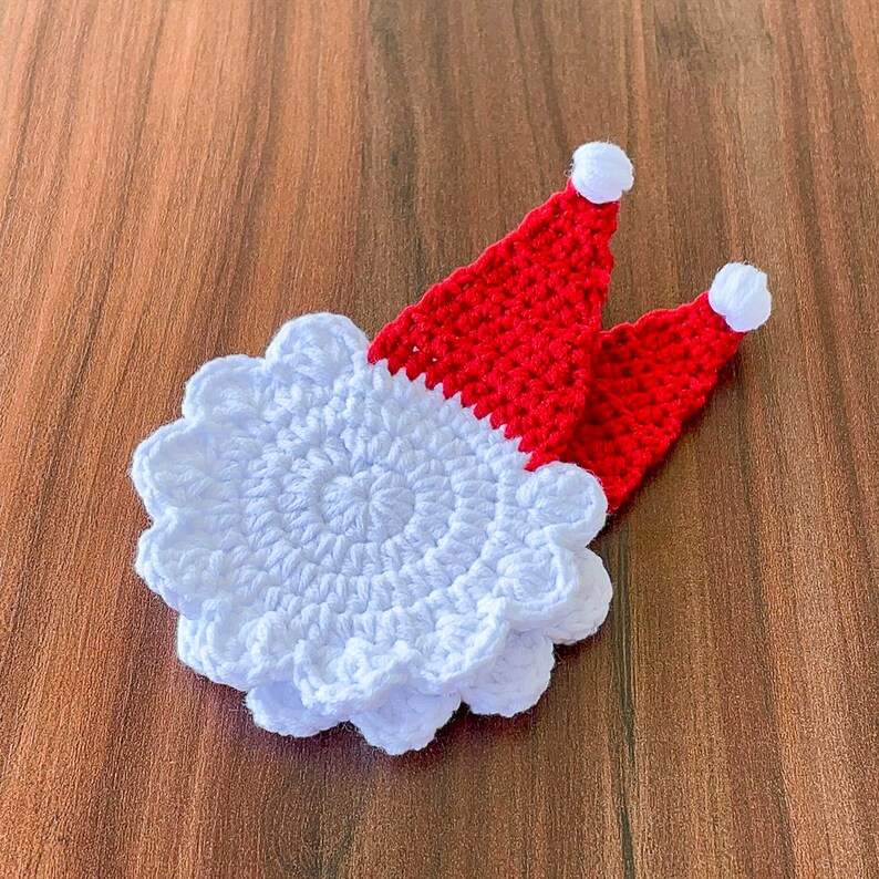Crochet Santa Hat Coaster Pattern, Holiday Home Decor (PDF Pattern) - Etsy
