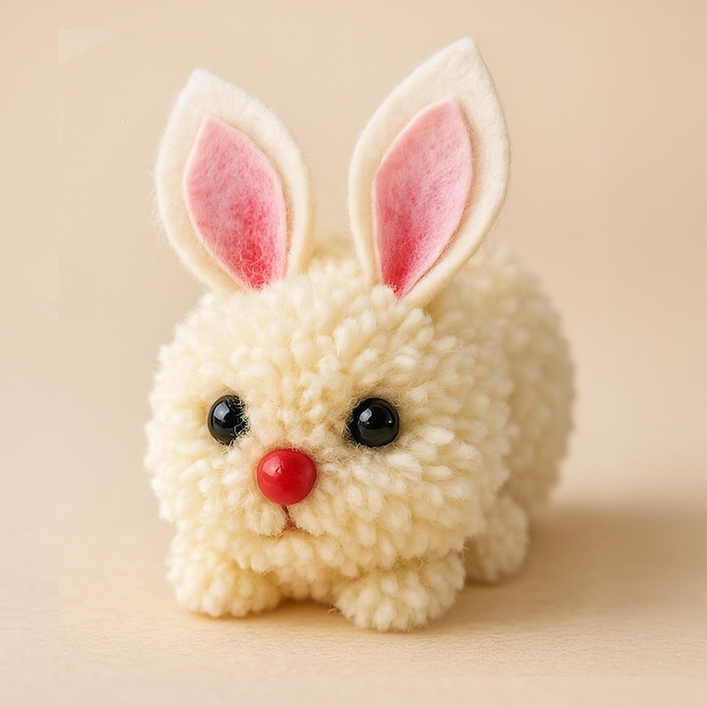 Pom Pom Bunny DIY Craft Pattern, Easter Decor (digital Download) - Etsy