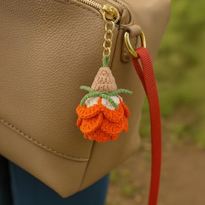 3D Crochet Rose Keychain Pattern PDF, Handmade Floral Bag Charm ...
