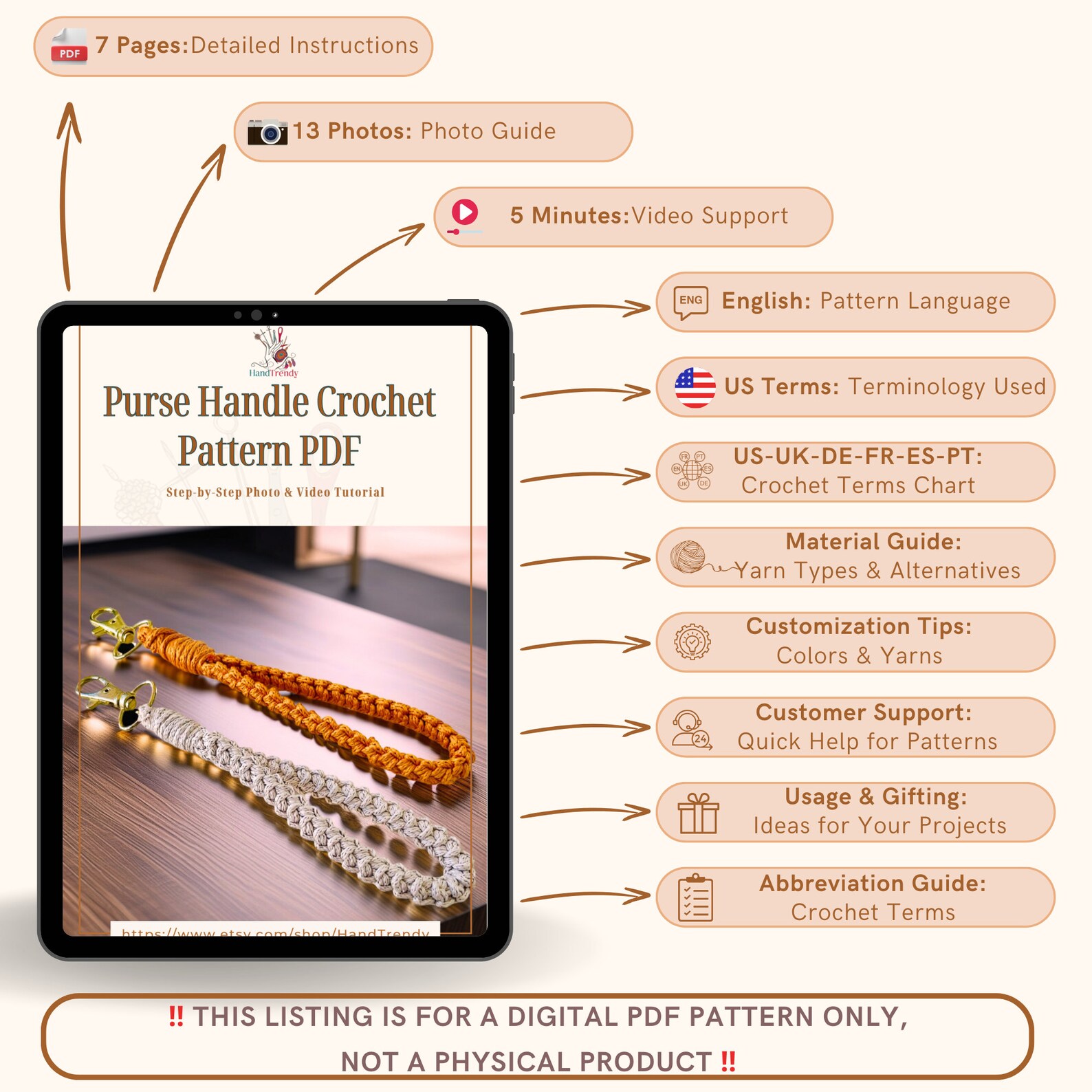 Crochet Purse Handle Pattern PDF – Beginner-friendly Wallet & Crochet ...
