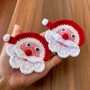 Crochet Santa Claus Face Applique - Crochet Xmas Tree Decor - Beginner ...