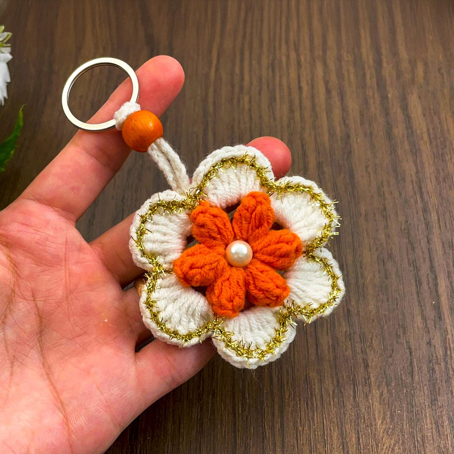 3D Crochet Puffy Flower Keychain Pattern, Amigurumi Floral Key Ring PDF ...