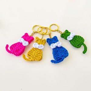 Crochet Cat Keychain PDF Pattern — Amigurumi DIY Mini Kitty Key Ring ...