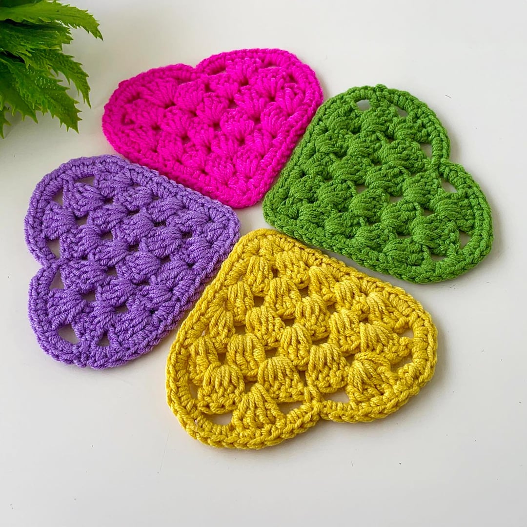 Granny Heart Motif Pattern PDF – Easy DIY Crochet Applique - Etsy