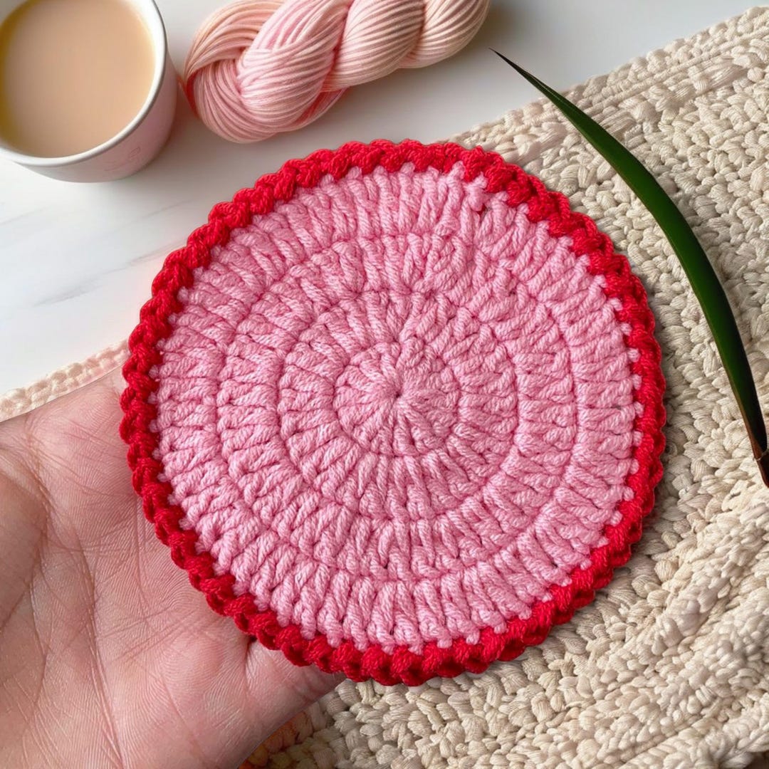 Modern Crochet Coaster Pattern, Unique DIY Cotton Round Coaster ...