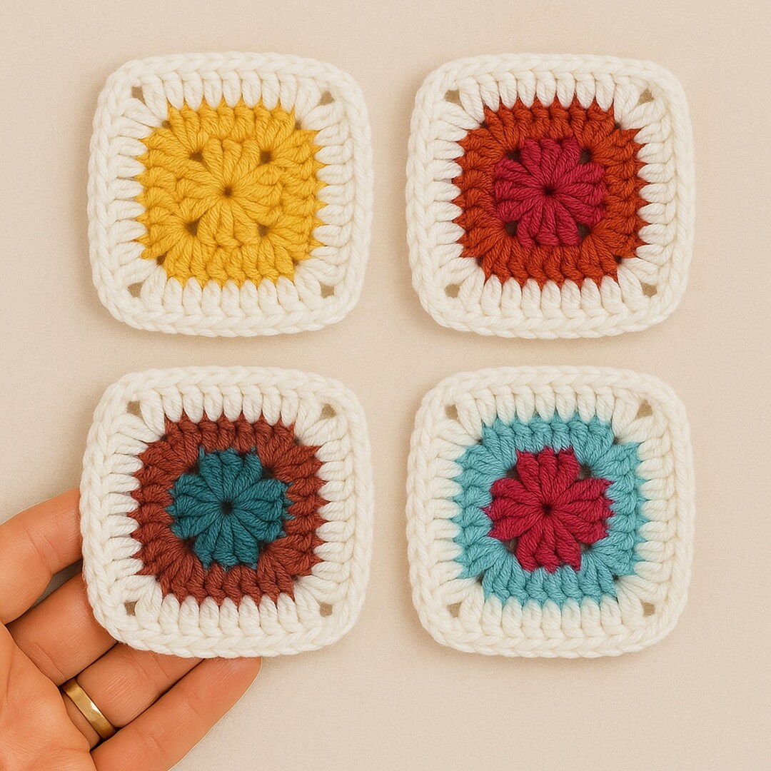 Two Color Solid Granny Square Crochet Pattern PDF for Beginners, Easy ...