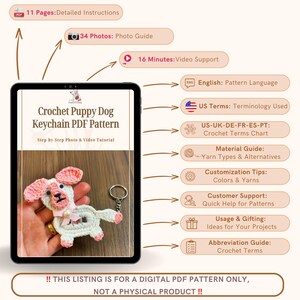 Crochet Puppy Dog Keychain PDF Pattern, Amigurumi Puppy Keyring ...