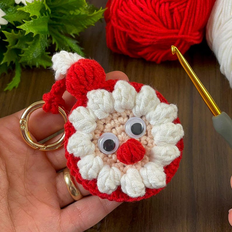 Crochet Santa Claus Keychain and Ornament PDF Pattern, DIY Christmas ...
