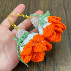 3D Crochet Rose Keychain Pattern PDF, Handmade Floral Bag Charm ...