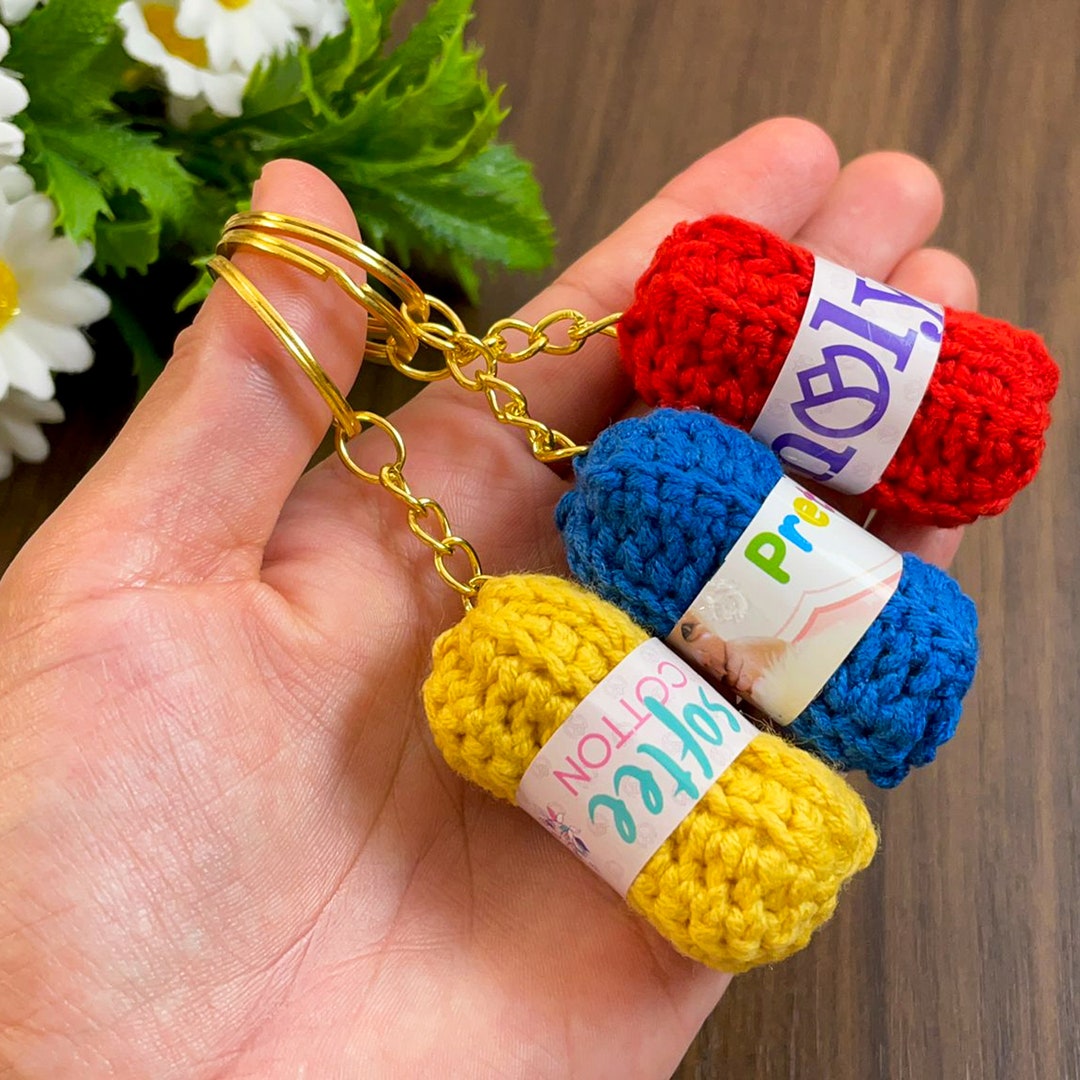 Crochet Keychain Tutorial - Mini Crochet Yarn Ball Ornament for Crochet ...