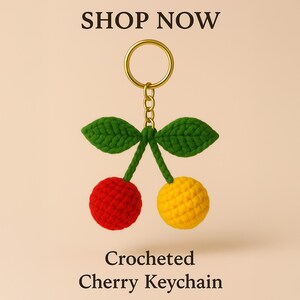 Crochet Cherry Keychain PDF Pattern – Amigurumi Fruit Keyring Tutorial – DIY Cute Handmade Yarn ...