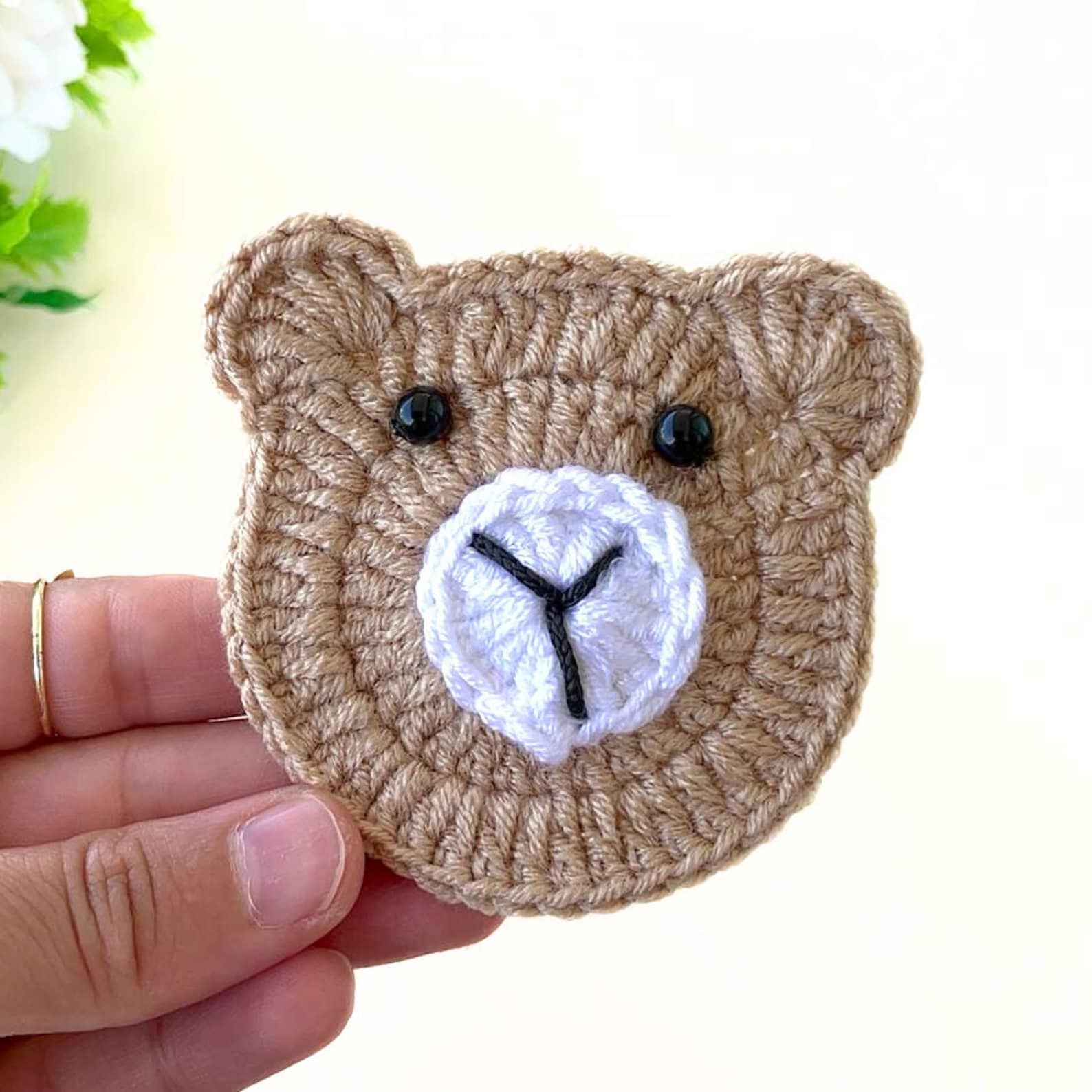 Easy Crochet Teddy Bear Applique Pattern Cute Moon Bear Pattern for ...