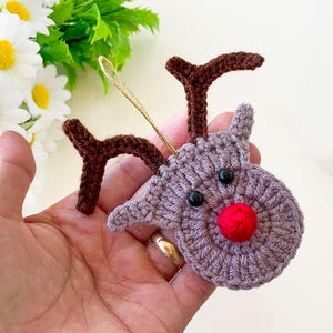 Reindeer Crochet Ornament Pattern, Handmade Holiday Ornament PDF ...