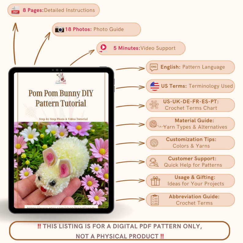 Pom Pom Bunny DIY Craft Pattern, Easter Decor (digital Download) - Etsy