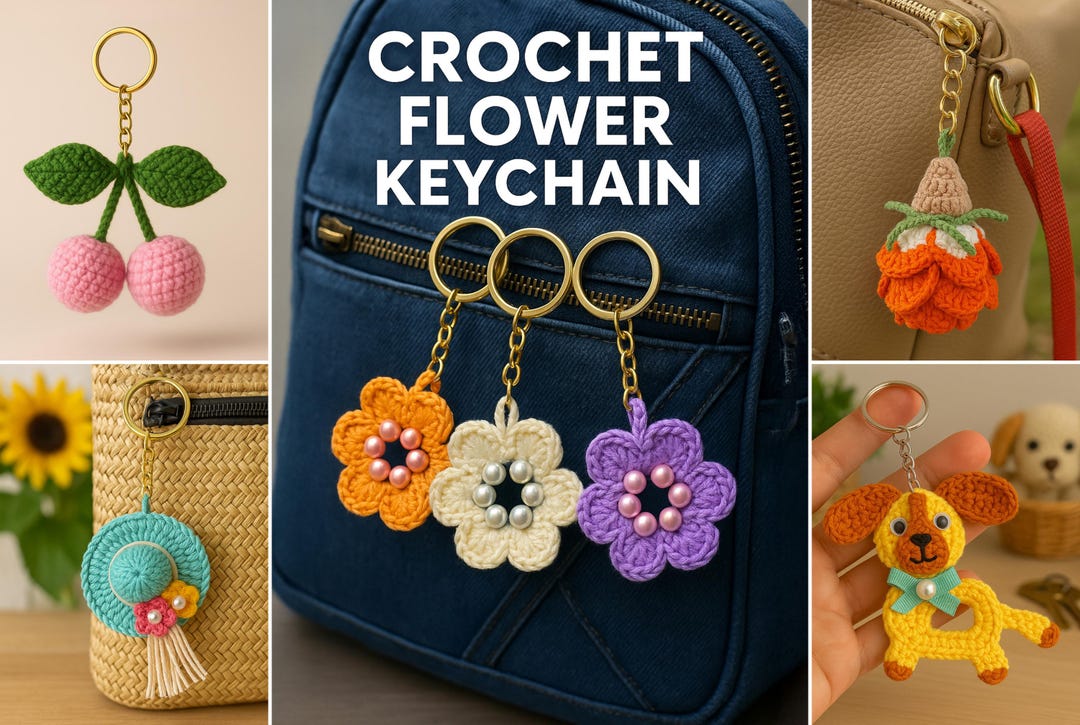 Crochet Keychain Set Pattern – 5 Amigurumi Charms PDF Tutorial - Etsy