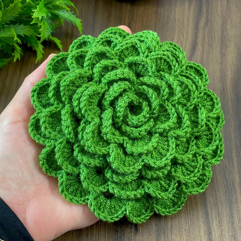 Crochet Rose Succulent Coaster Pattern, Layered Flower Design (PDF ...