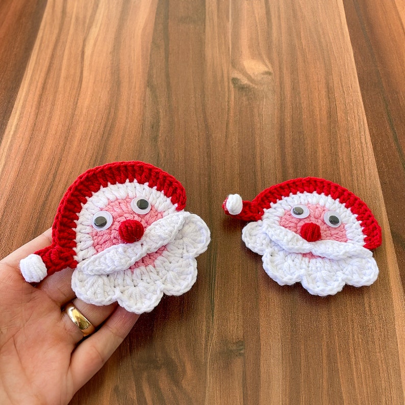 Crochet Santa Face Applique Pattern – Xmas Tree Decor (PDF Pattern) - Etsy