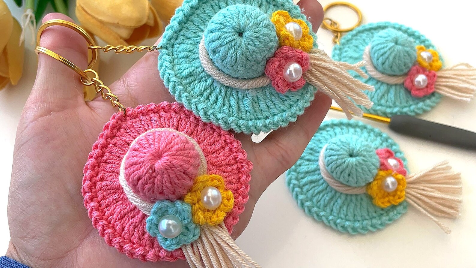 Crochet Mini Hat Pattern Miniature Vacation Straw Hat Tiny Crochet ...