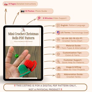 Mini Crochet Christmas Bells PDF Pattern, DIY Tiny Festive Ornaments ...