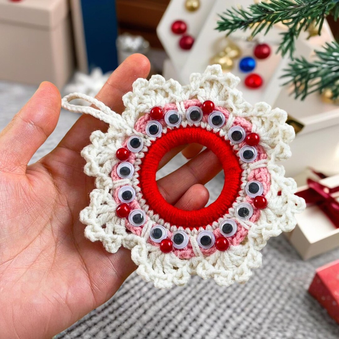 Whimsical Crochet Christmas Wreath Pattern, Fun and Festive Ornament ...