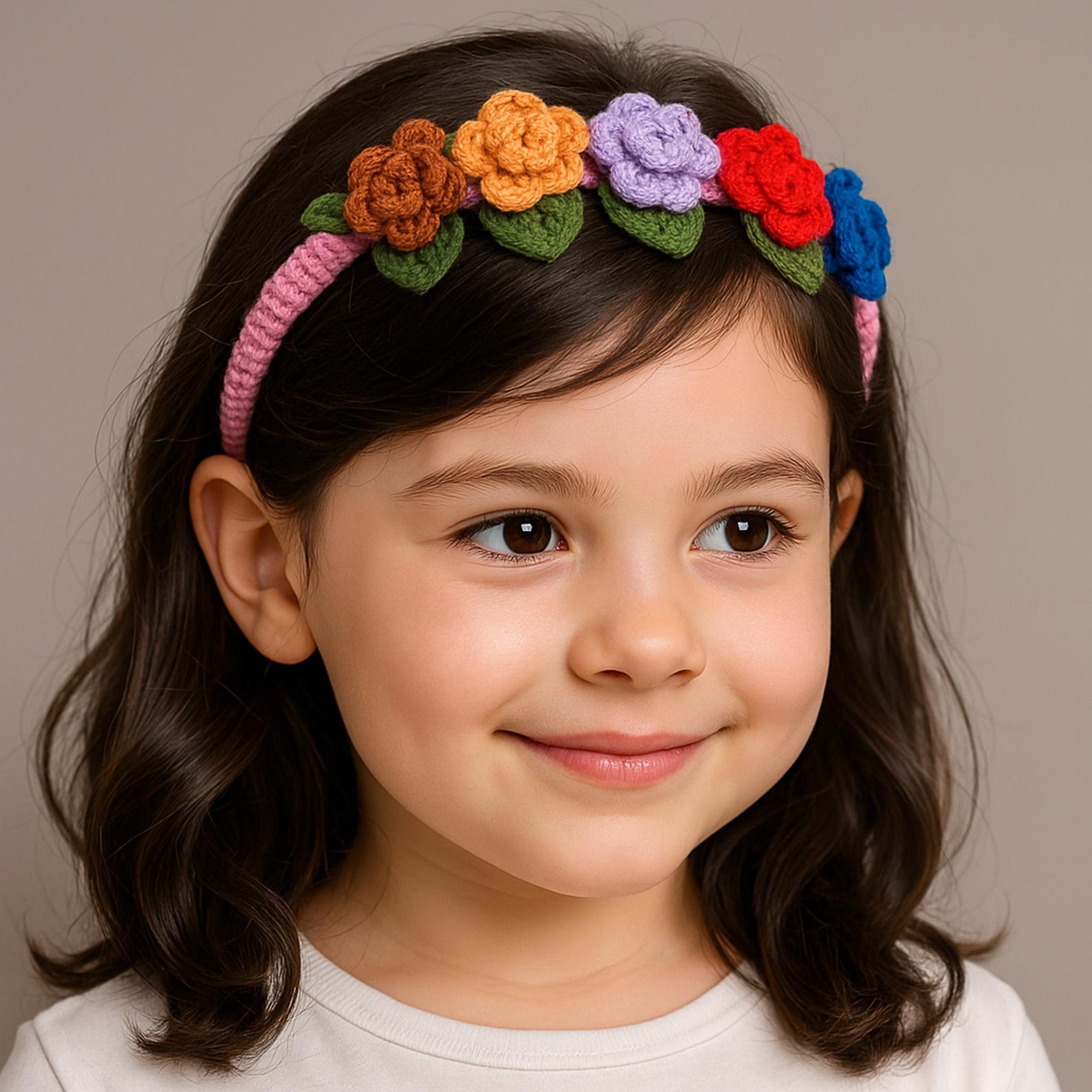 Colourful Crochet Rose Headband Design - Crochet Hair Bow Clip for Kids ...
