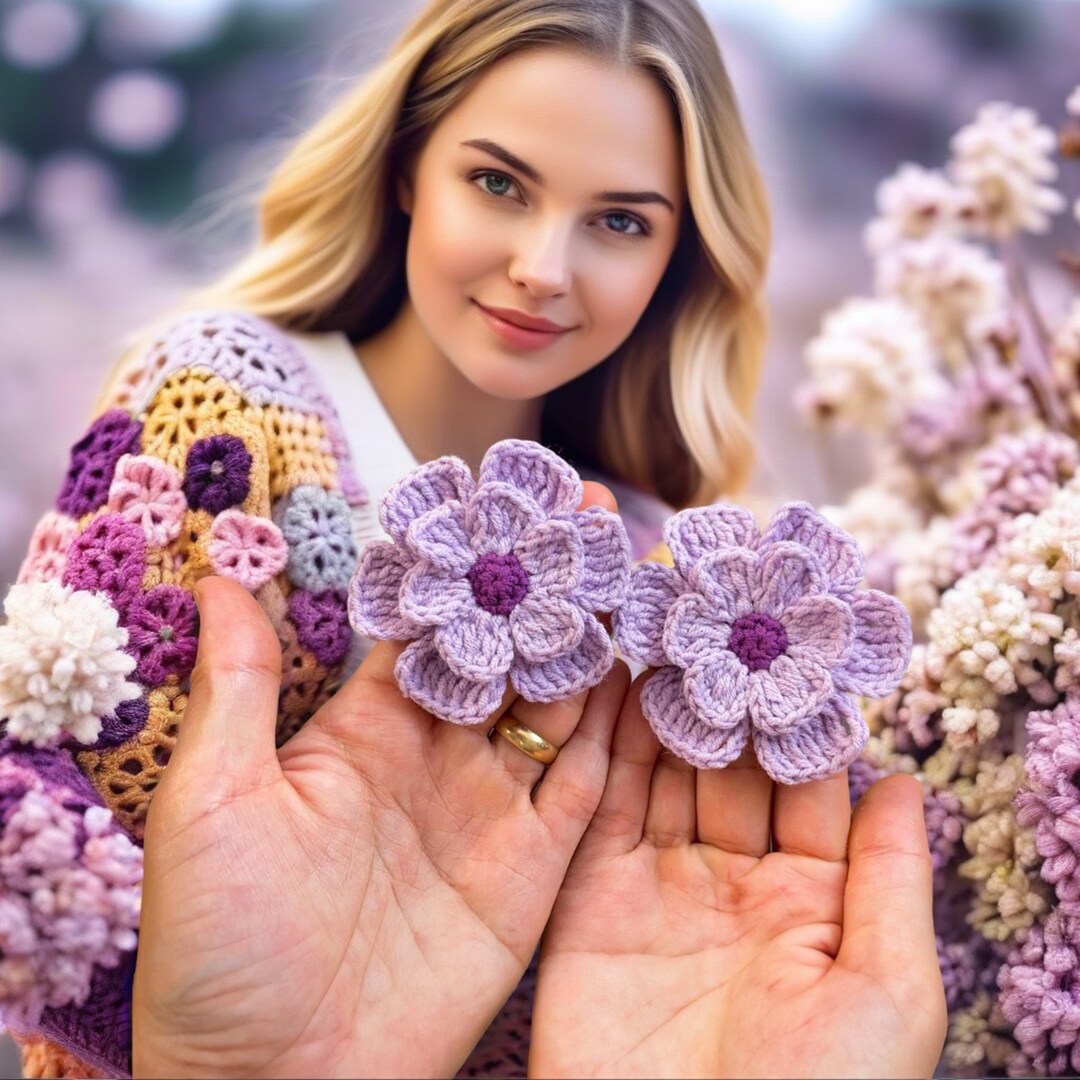 3D Flower Crochet Brooch Pattern - Easy Crochet Flower Motif Pattern ...