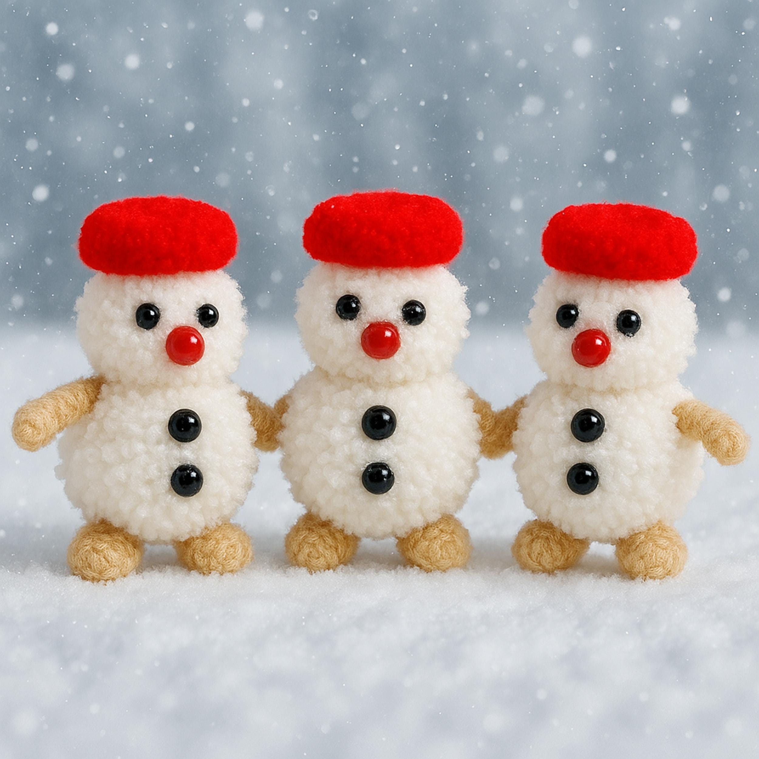 Pom Pom Snowman DIY Craft Pattern, Easy Snowman Tutorial for Winter ...