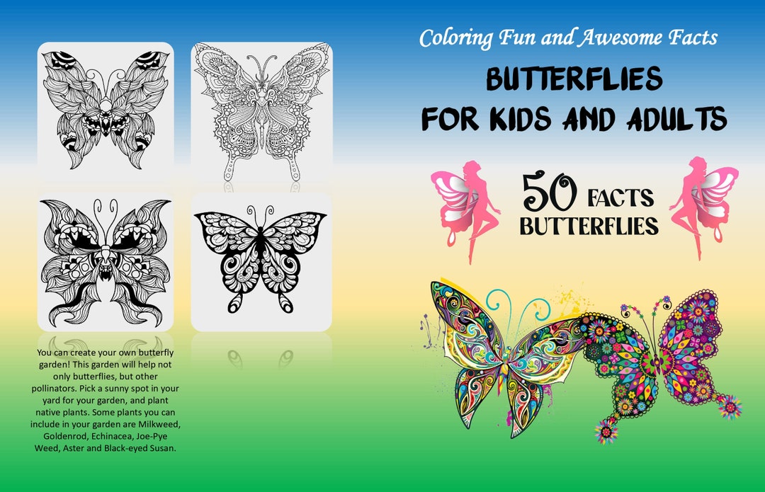 Butterflis for Kids and Adults: 50 Facts About Butterflies Coloring Fun ...