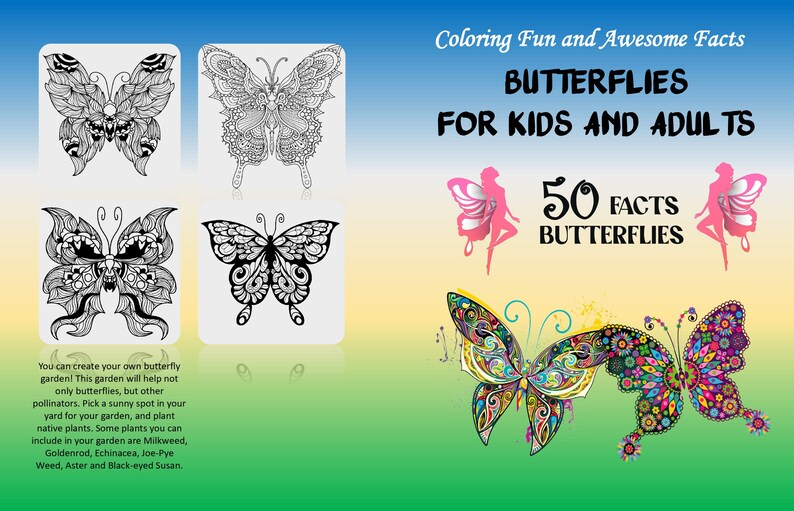 Butterflis for Kids and Adults: 50 Facts About Butterflies Coloring Fun ...