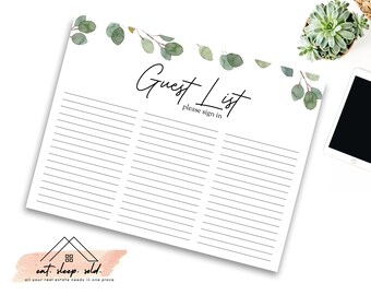 Open House Sign-in Sheet Real Estate Marketing Instant Download PDF ...