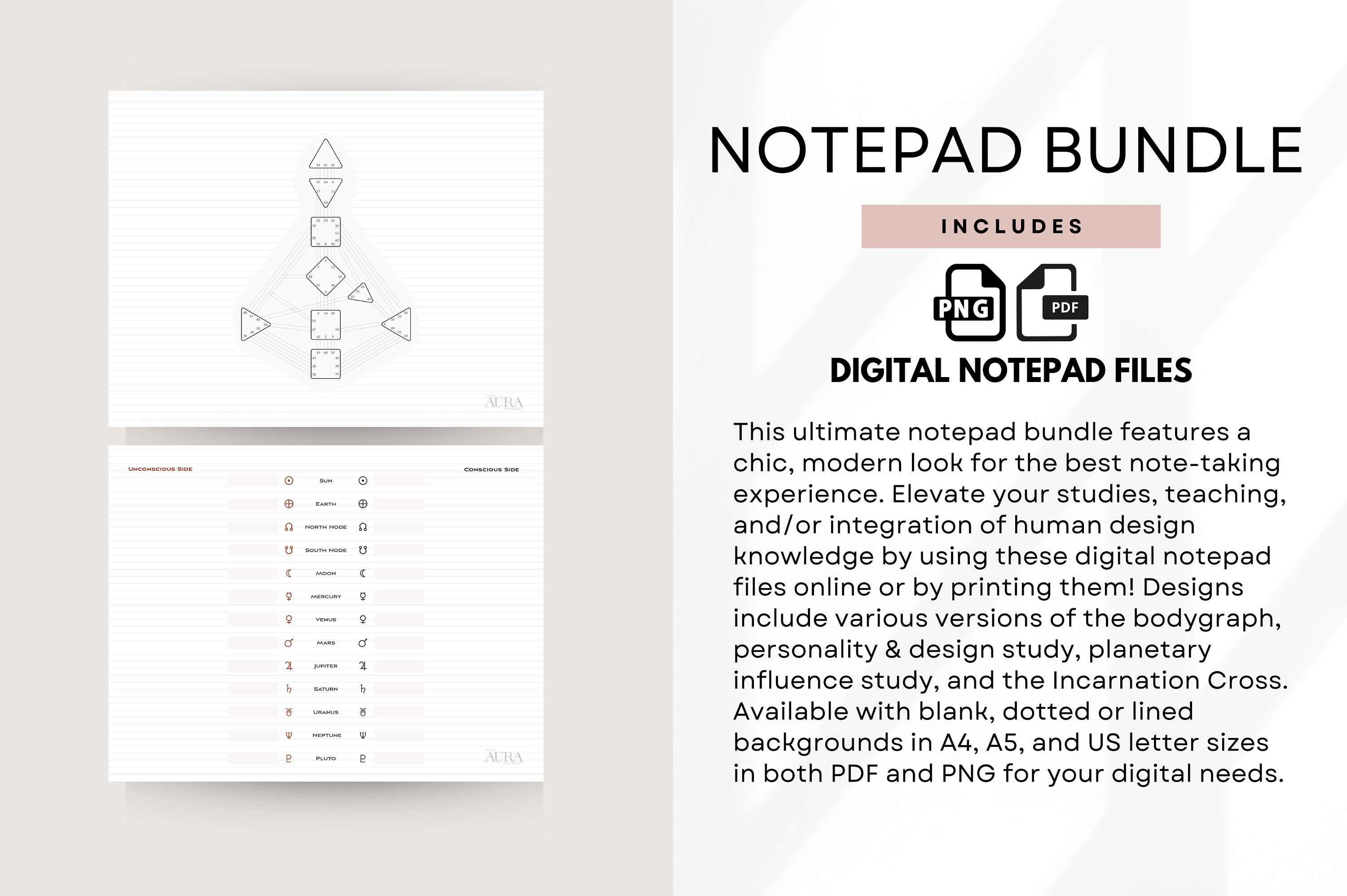 Digital Notepad Bundle for Human Design, Canva Templates, Human Design ...