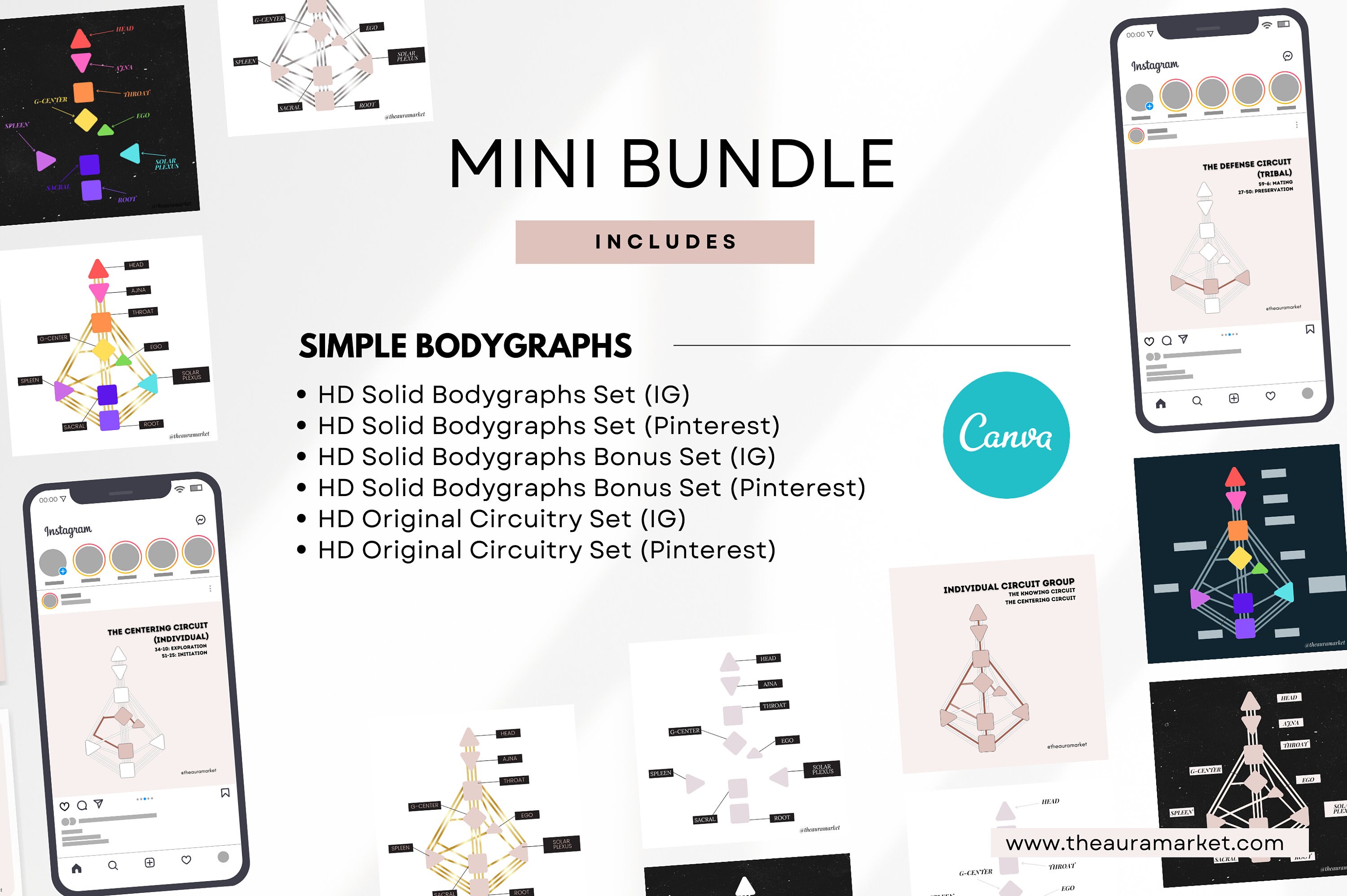 Mini Bundle: Human Design SIMPLE BODYGRAPHS Canva Templates, Human ...