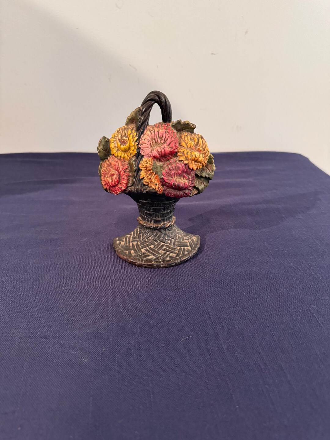 Antique Waverly Studio 1925 Cast Iron Doorstop Flower Basket Original ...