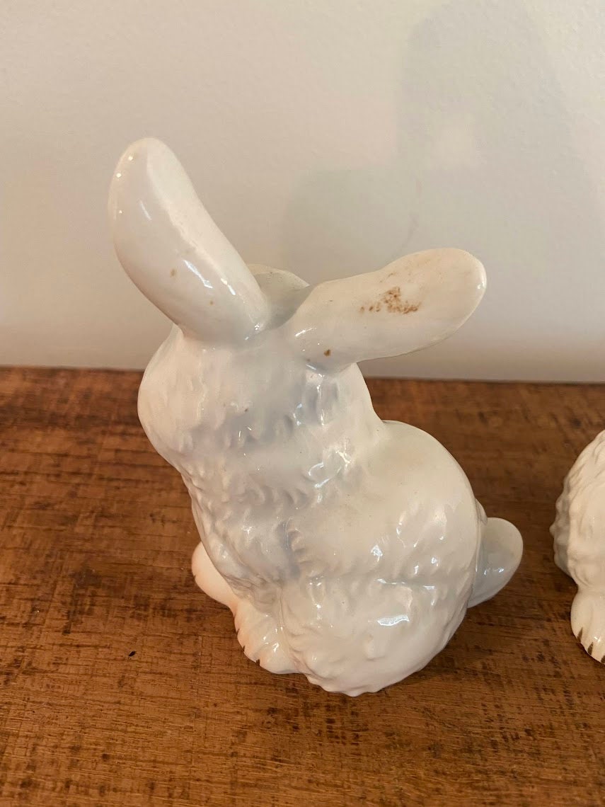 Vintage Goebel W Germany White Porcelain Bunny Rabbits Figurines Pair ...