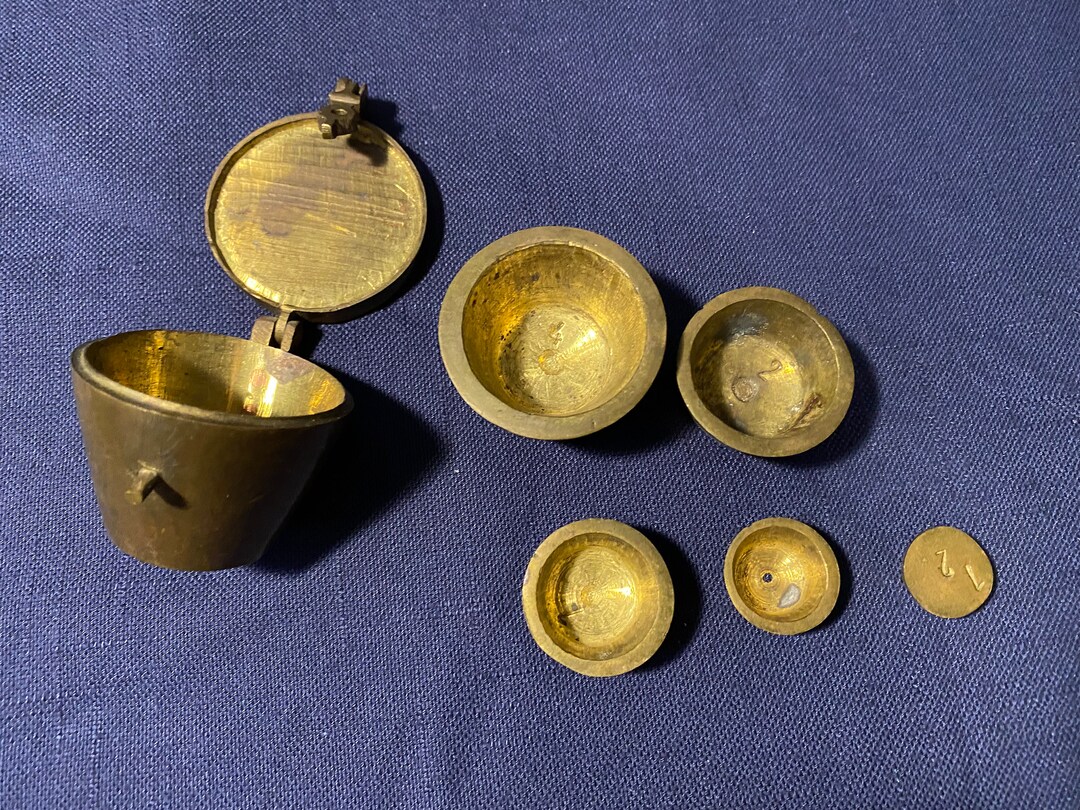 Antique Nested Brass Apothecary Weights Set of 6 Hinged Lid - Etsy