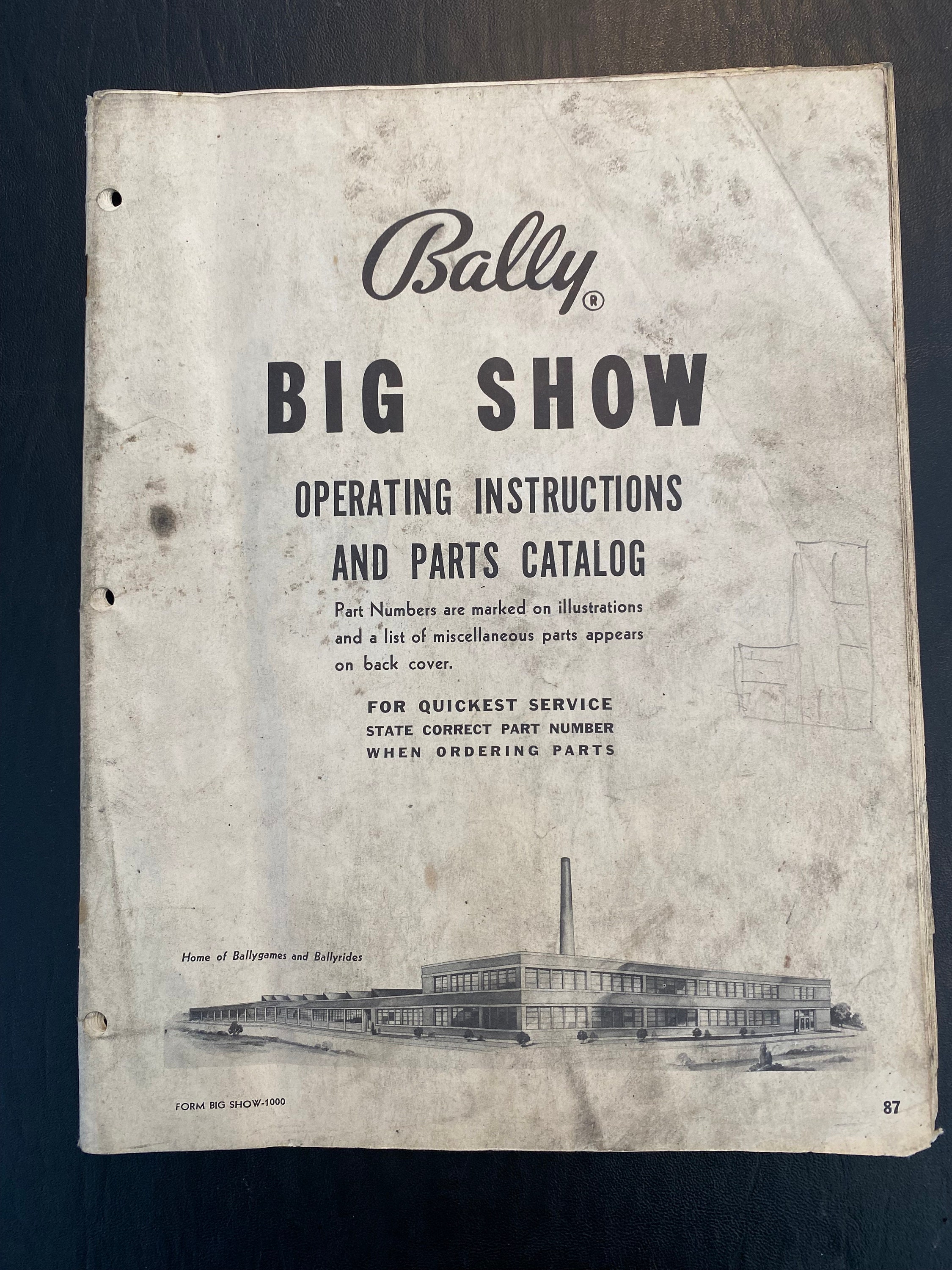 ORIGINAL Bally Pinball Manual big Show Pinball Operating Instruction ...
