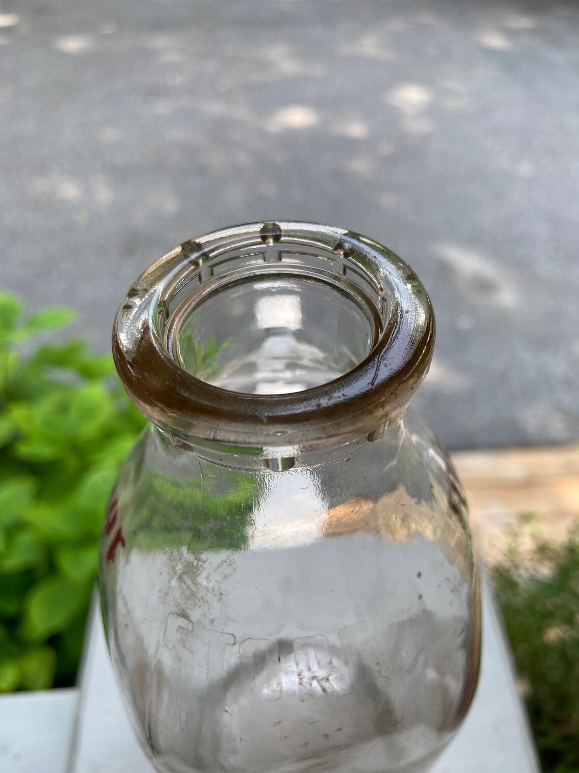Vintage Clear Tall Milk Jug Glass Bottle Partial Red Label - Etsy