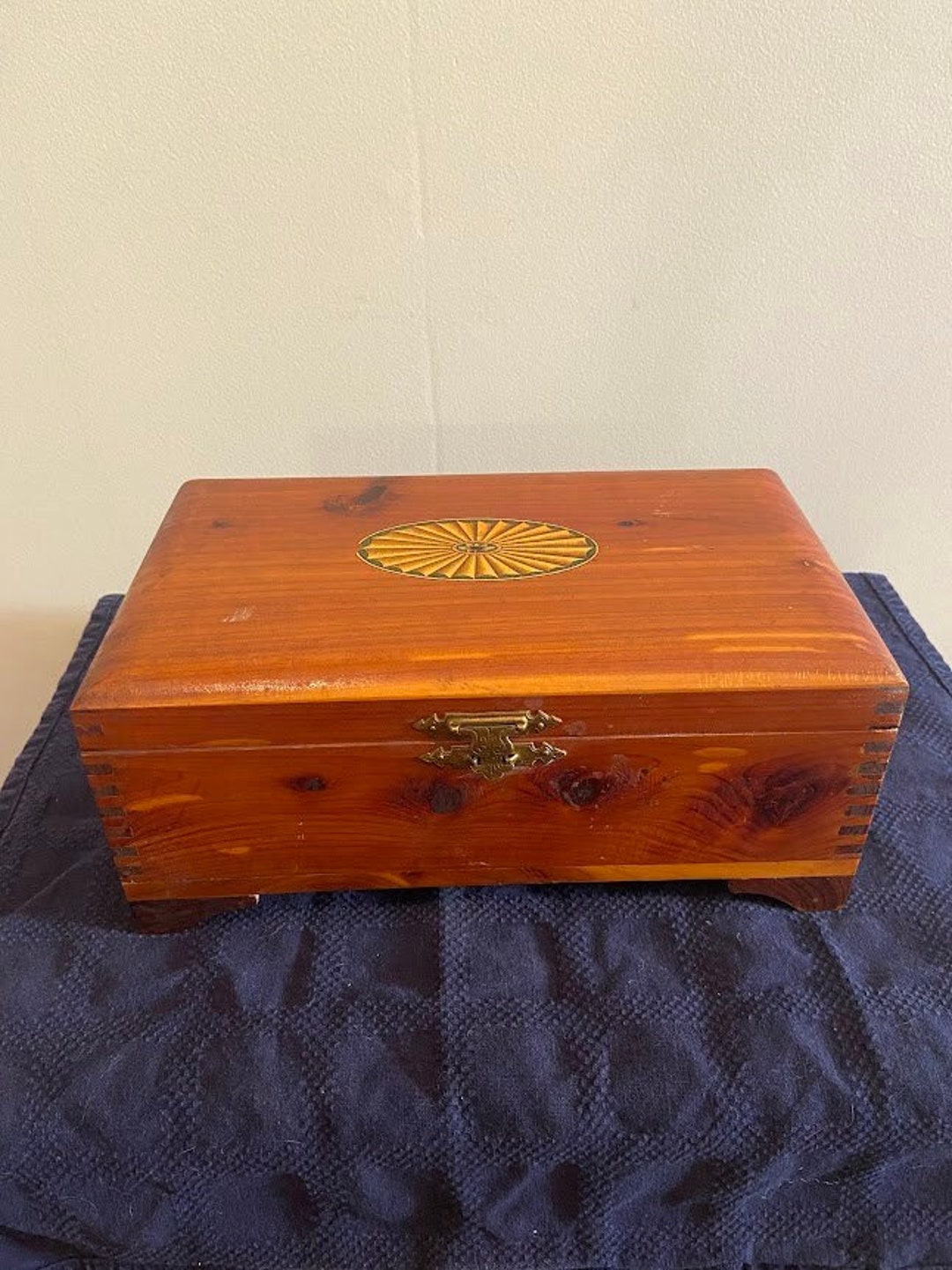 Vintage Wooden Dovetail Rustic Trinket Jewelry Footed Box With Latch - Etsy