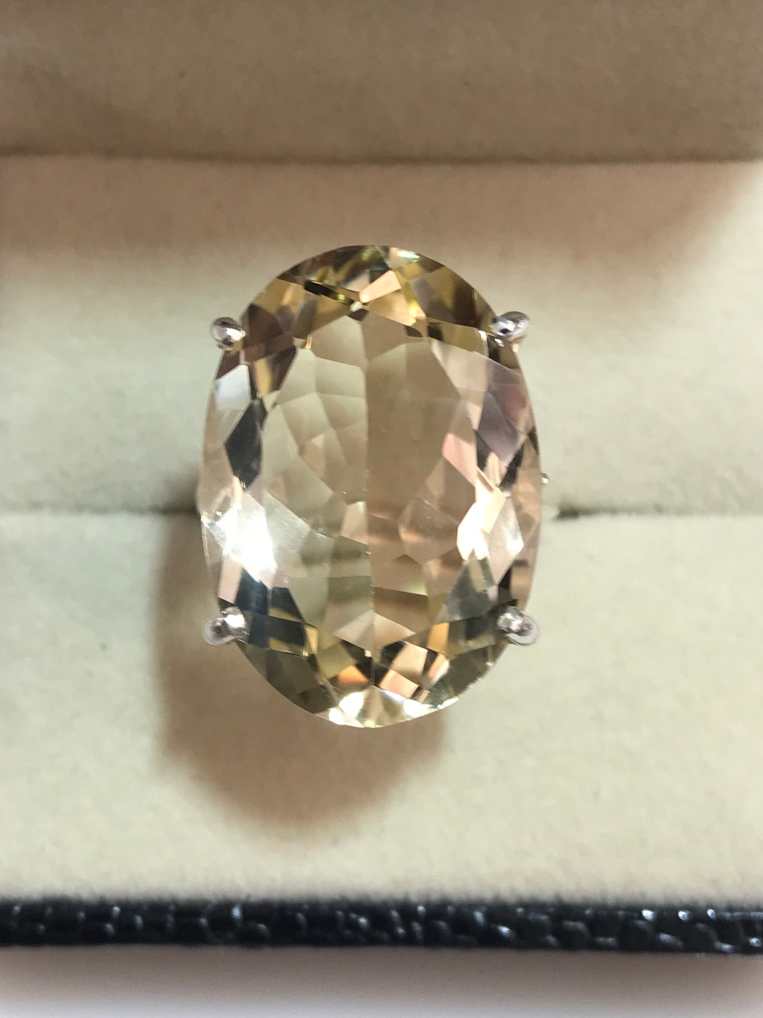 Large Oval Imperial Citrine Ring for Her Large Oval Gemstone Ring Size 24x16mm Gross Weight ...