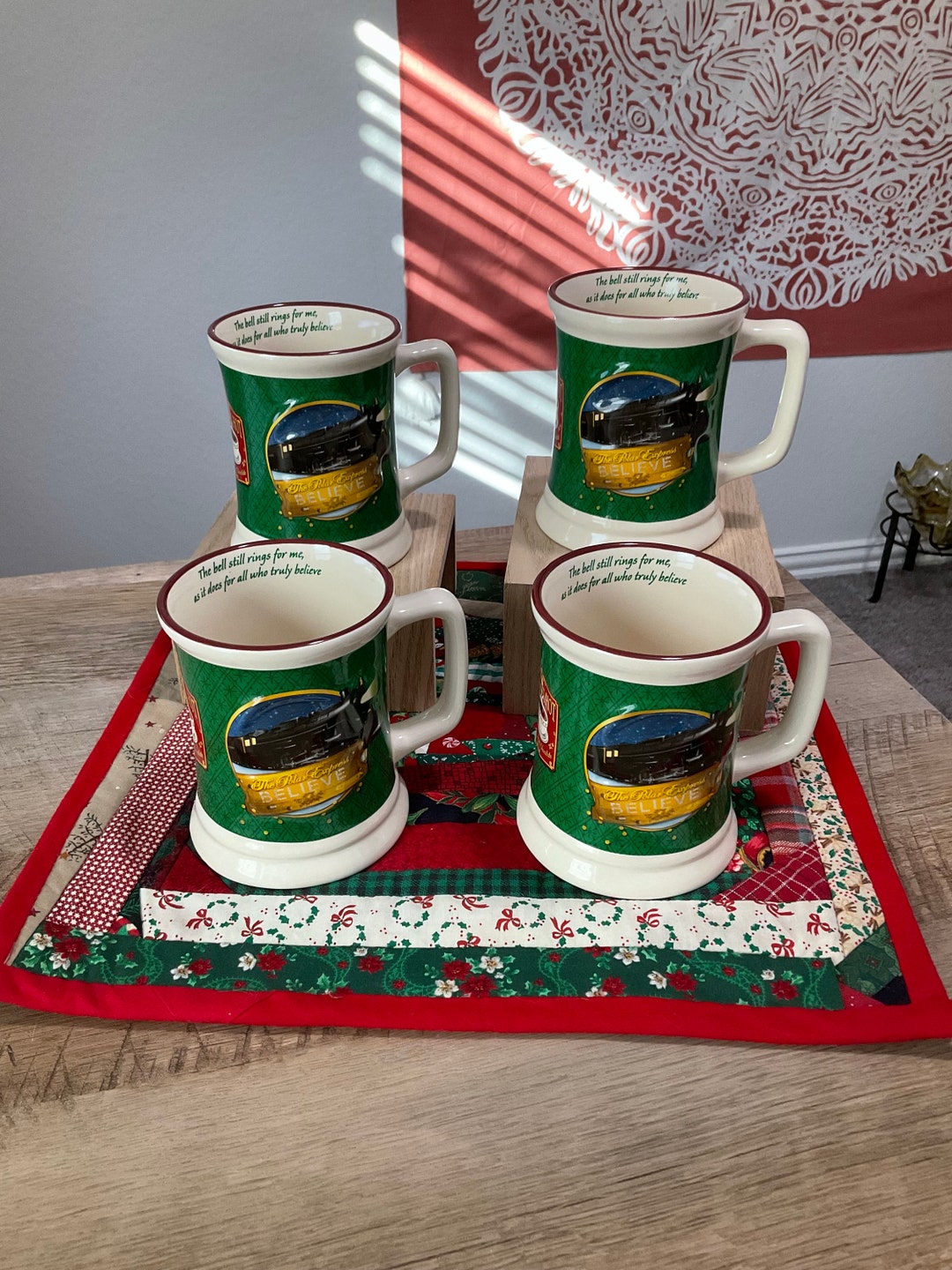 Set of 4 the Polar Express Mugs 3d Hot Cocoa Raised Mugs Holds - Etsy