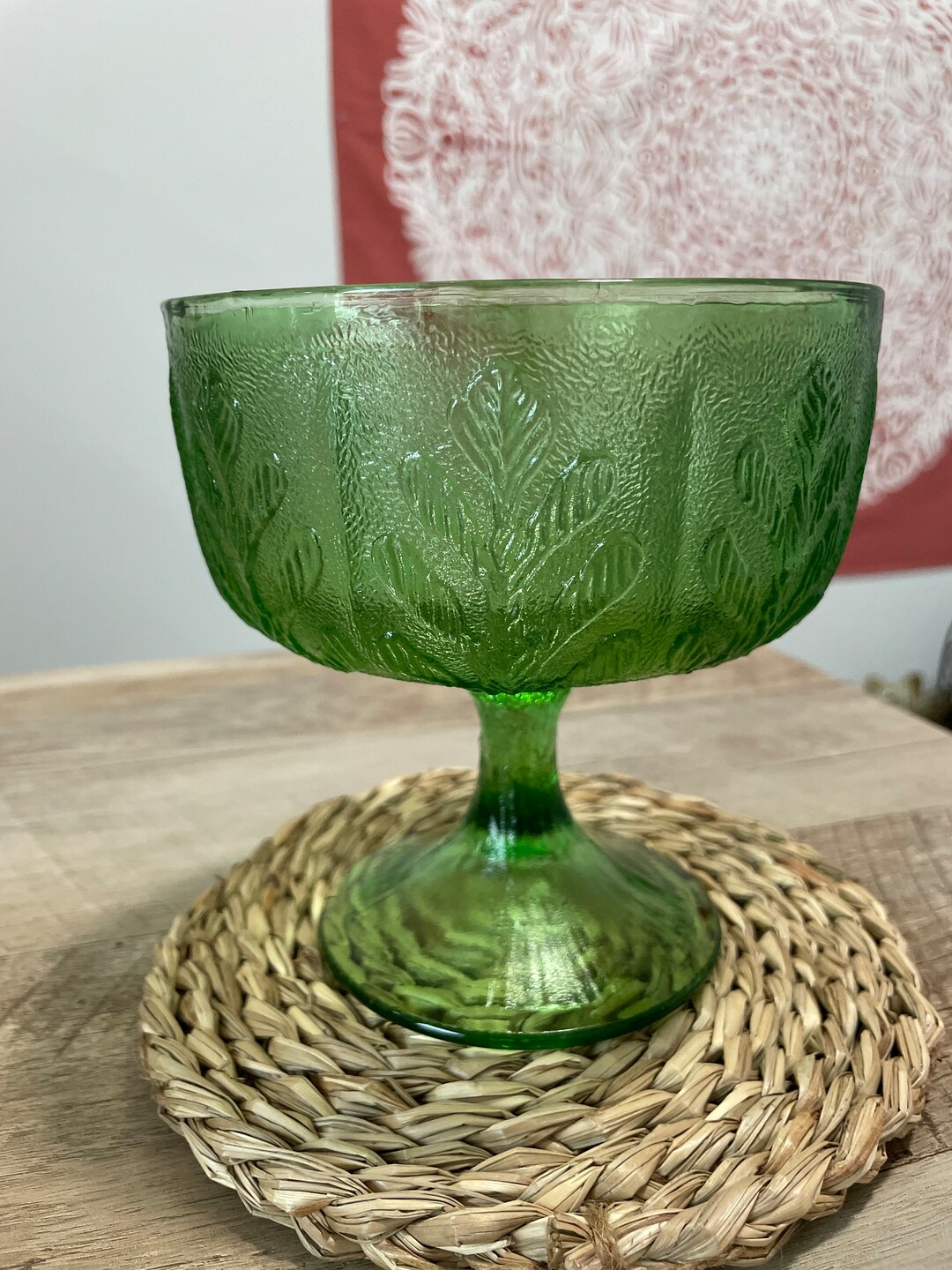 Vintage F.T.D Green Glass Compote, Candy, Nut or Snack Compote, 1970s ...